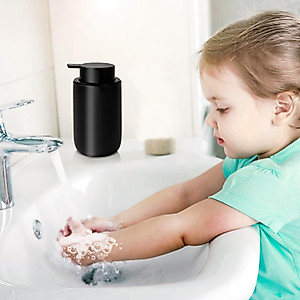 rejomiik Foaming Soap Dispenser Thick Ceramic Foam Hand Soap Dispenser for Bathroom or Kitchen Sink, Liquid Pump Bottles for Hand soap, Body Wash, Black