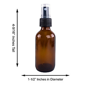 Super Z Outlet 2 oz Empty Amber Boston Round Glass Bottles with Fine Mist Sprayer Dispensers (6 Pack)