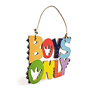 HnJOY Boys Only Wood Wall Decor Dino Paw - Dinosaur Theme Wooden Letters Plague - Children Room Decoration Animal Themed Sign - Nursery Playroom Decor for Kids Bed Room Door Hanging