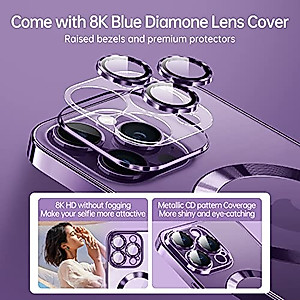 Spevert Magnetic Clear Case for iPhone 14 Pro Max with Camera Lens Protector Full Protection Case Compatible with MagSafe Elegant Anti-Scratch Case Cover 6.7 Inch (Purple)