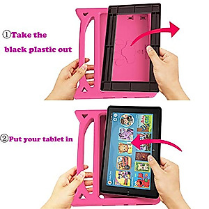 2019 Fire 7 Tablet Case for Kids -SHREBORN Kids Shock Proof Case Cover with Handle and Stand for Amazon Kindle Fire 7 Inch Tablet (Compatible with 9th/7th/5th Generation, 2019/2017/2015 Release)-Rose