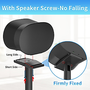 Heavy-Duty Speaker Stand for Sonos Era 300 Stand with Cable Management Floor Speaker Stands for Sonos Era 300 Speaker Stand for Easy and Secure Mounting, Black