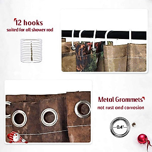 BROSHAN Fabric Christmas Shower Curtain, Red Christmas Shower Curtains for Bathroom, Winter Holiday Bathroom Decor, Xmas Tree Fireplace Pattern