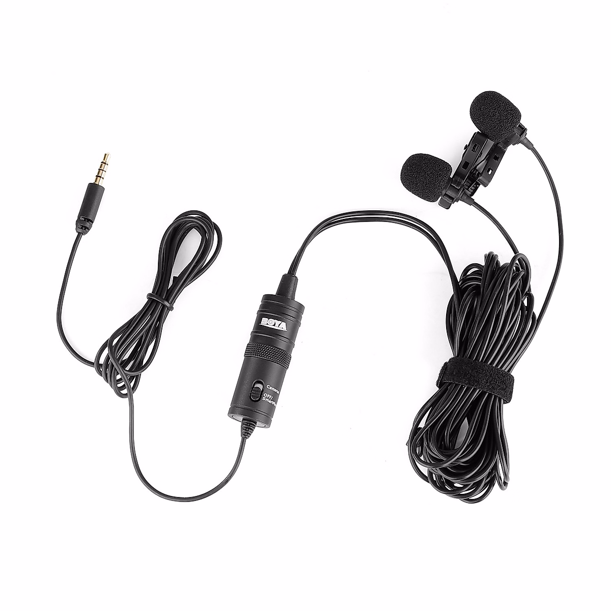 BOYA Dual-Head Lavalier Microphone for Smartphone PC Camera, 157''/4m Lapel Universal Mic with 1/8 Plug Adapter for iPhone X 8 7 Samsung Canon Nikon DSLR Camcorders Audio Recorder Vlog Poscast