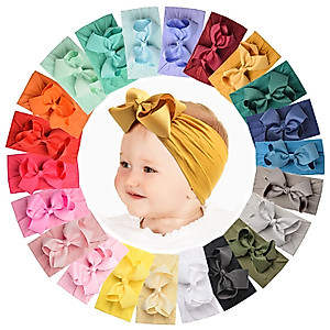 22 PCS Baby Girls Headbands Grosgrain Ribbon Big Hair Bows Elastic Soft Nylon Hairbands Accessories for Newborn Infant Toddler Kids Handmade