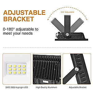 10W LED Flood Lights Outdoor, IP66 Waterproof Security Lights Fixture, 6500K Hardwired Wall Lamp, 700Lm Ultra Thin Work Light, 120° Beam Angle LED Exterior Floodlight for Garden Yard Patio