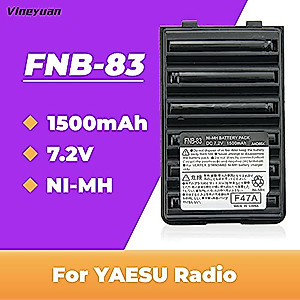 Vineyuan 7.2V 1500mAh FNB-V83 Replacement Battery for Yaesu Vertex VX-410 VX-420 VX-417 VX-160 VX-168 VX-428 VX-429 VX-250 FT-60R FT-250R Two Way Radio Battery