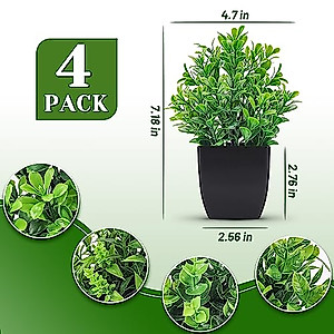 Der Rose Set of 4 Packs Small Fake Plants Mini Artificial Faux Plants Indoor for Bathroom Farmhouse Room Table Decor