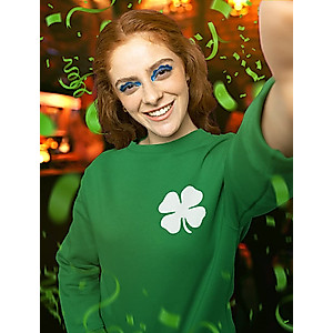 Tstars St Patricks Day Sweatshirt Women Four Leaf Clover Irish Shamrock Sweatshirts Medium Green