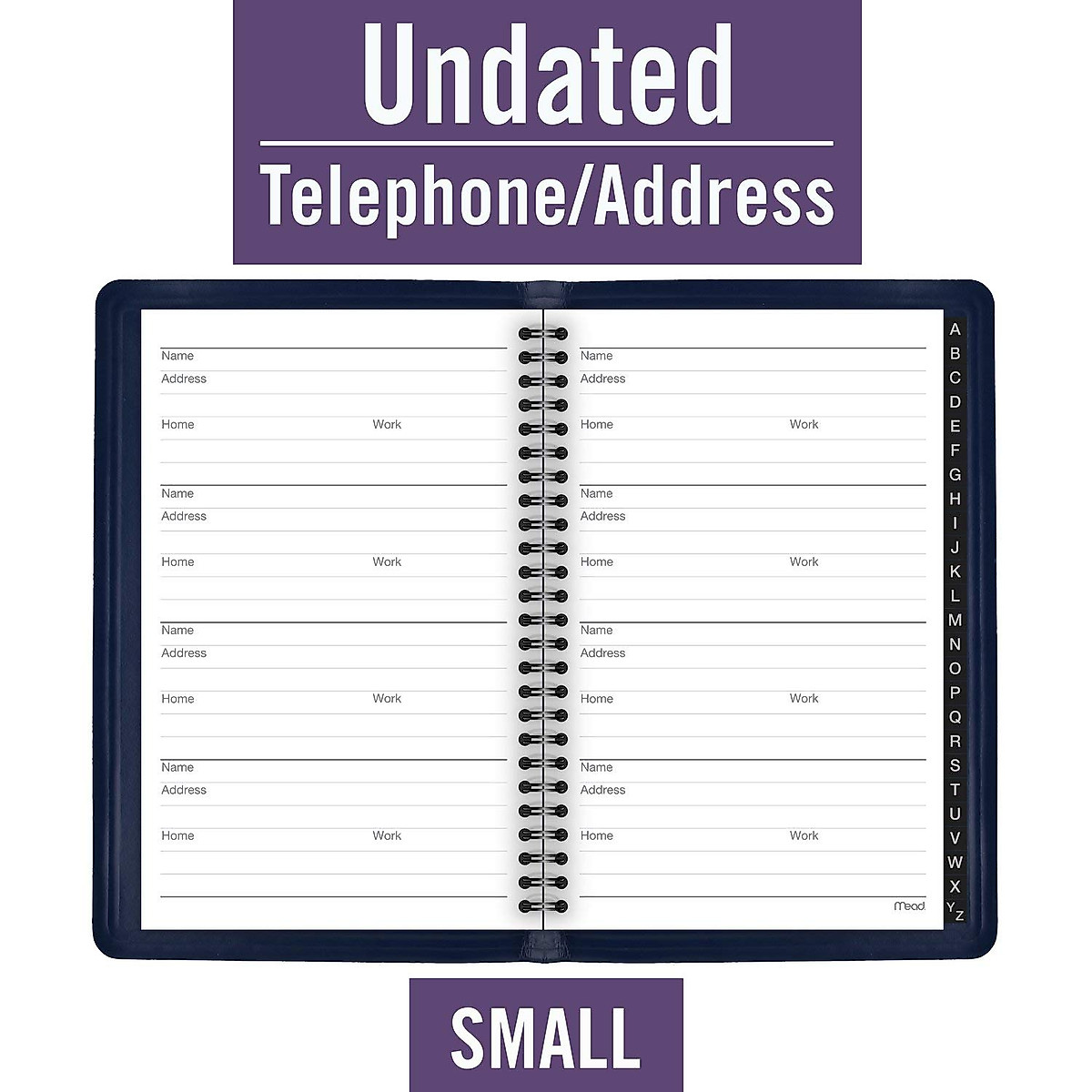 Mead Telephone & Address Book, Large Print, 700+ Entries, 4-7/8" x 8", Color Selected for You, 1 Count (TLMM0410)