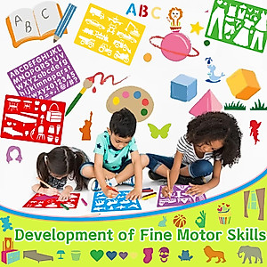 Drawing Stencils for Kids 30 Pieces Kids Stencils for Drawing with 500+ Patterns, Great Art Stencils Gift for Boys Girls Birthday Christmas