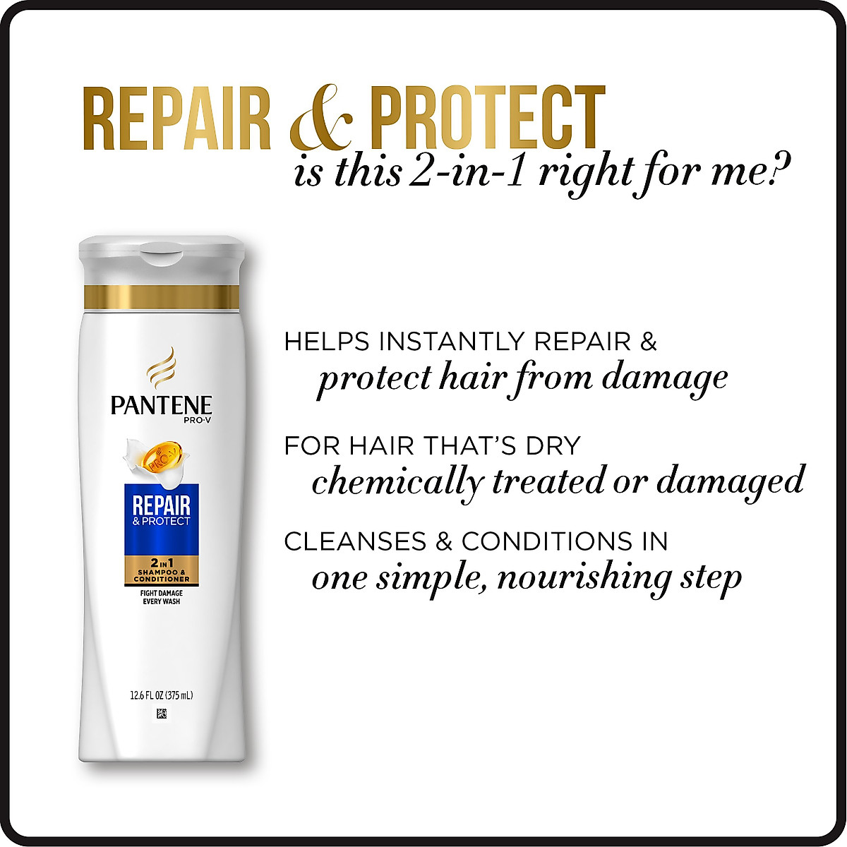 Pantene Pro-V Repair & Protect 2 In 1 Shampoo & Conditioner, 20.1 Fl Oz, 20.100000000000001 Fl Oz