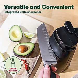 BELLA Electric Can Opener, Automatic Can Opener, Knife Sharpener and Bottle Opener, Easy Safe Removable Cutting Lever, Cord Storage, Easy Clean-Up, Black