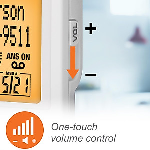 VTech SN5127 Amplified Cordless Senior Phone with Answering Machine, Call Blocking, 90dB Extra-loud Visual Ringer, One-touch Audio Assist on Handset up to 50dB, Big Buttons and Large Display, White