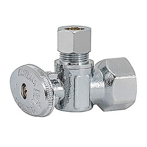 Eastman 1/2 Inch FIP x 3/8 Inch OD Compression Quarter Turn Angle Stop Valve, Brass Plumbing Fitting, Chrome, 10733LF