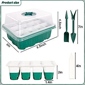 ZYP 【2023 Upgraded】 3 PCS Reusable Seed Starter Trays Kit,Soft Silicone Garden Seedling Starter Trays with Humidity Dome,Indoor Grow Kit for Plant,Flowers,Vegetables (12 Cells per Tray)