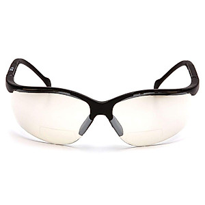Pyramex V2 Readers Safety Eyewear, Indoor/Outdoor Mirror +2.0 Lens With Black Frame