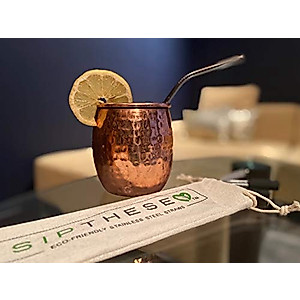 SipThese 8 pc Stainless Steel Straws With Bonus Collapsible Straw. 2 Straw Cleaning Brush, 8 Metal Straws. Stainless Steel Straws With Silicone Tips. 1 Travel Bag. Eco Friendly Reusable Straws