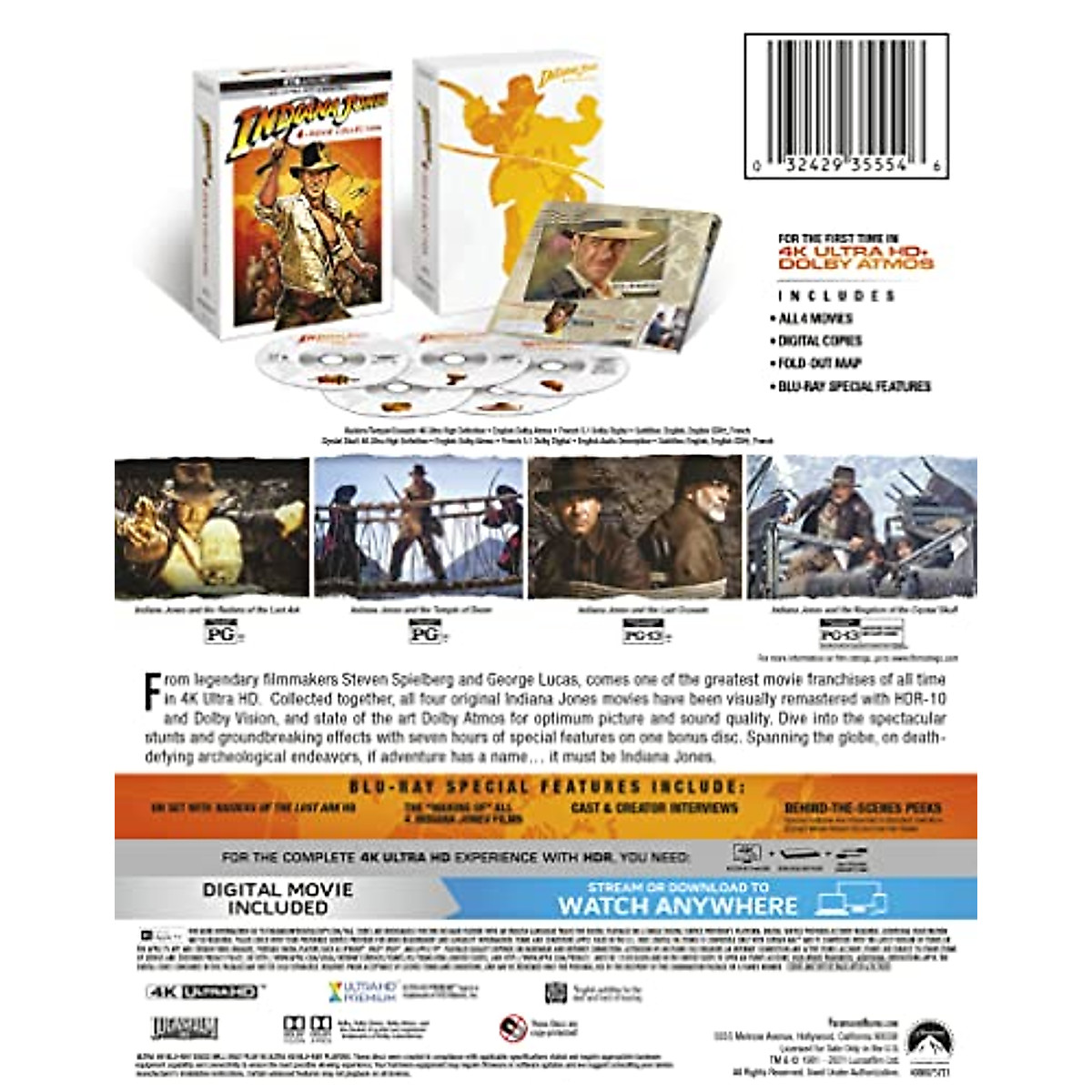 Indiana Jones 4-Movie Collection Limited Edition Steelbook [4K UHD + Digital Copy]