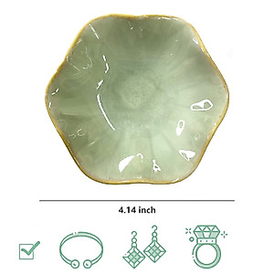 TIGERMILLION Ring Holder Dish, Ceramic Jewelry Trays, Leaf Shape Ring Dish for Bracelet Holder and Earring Organizer, Gift for Friends Sister Daughter Mother (Cyan①)