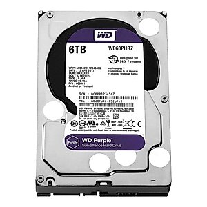 Western Digital 6TB WD Purple Surveillance Internal Hard Drive HDD - SATA 6 Gb/s, 64 MB Cache, 3.5" - WD60PURZ