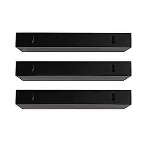 Kiera Grace Modern Set of Three Maine Simple & Classic Decorative Engineered Wood Floating Wall Shelves for Home, Room, & Office, 12" L x 5" W x 1.5" H, Black, 5 x 12 x 1.5 inches, Pack of 3, 3 Count
