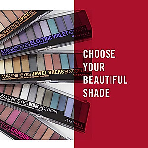 Rimmel London Magnif'Eyes Eyeshadow Palette, 12 Shades, Blendable Formula, Versatile, 007, Crimson, 0.5oz