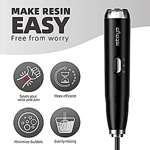 ISTOYO Premium Resin Mixer, Handheld Battery Epoxy Mixer for Saving Your Wrist, Epoxy Resin Mixer Pro, Resin Stirrer for Resin, Resin Molds, Silicone Molds Mixing, DIY Crafts (Included 4 pcs Paddles)