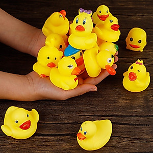 Cllayees Set of 15 Duck Bath Toy Rubber Duckies, 2 Inches Bathtub Duck Set Squeak Rubber Floating Duck Baby Shower Bath Tub Pool Toys