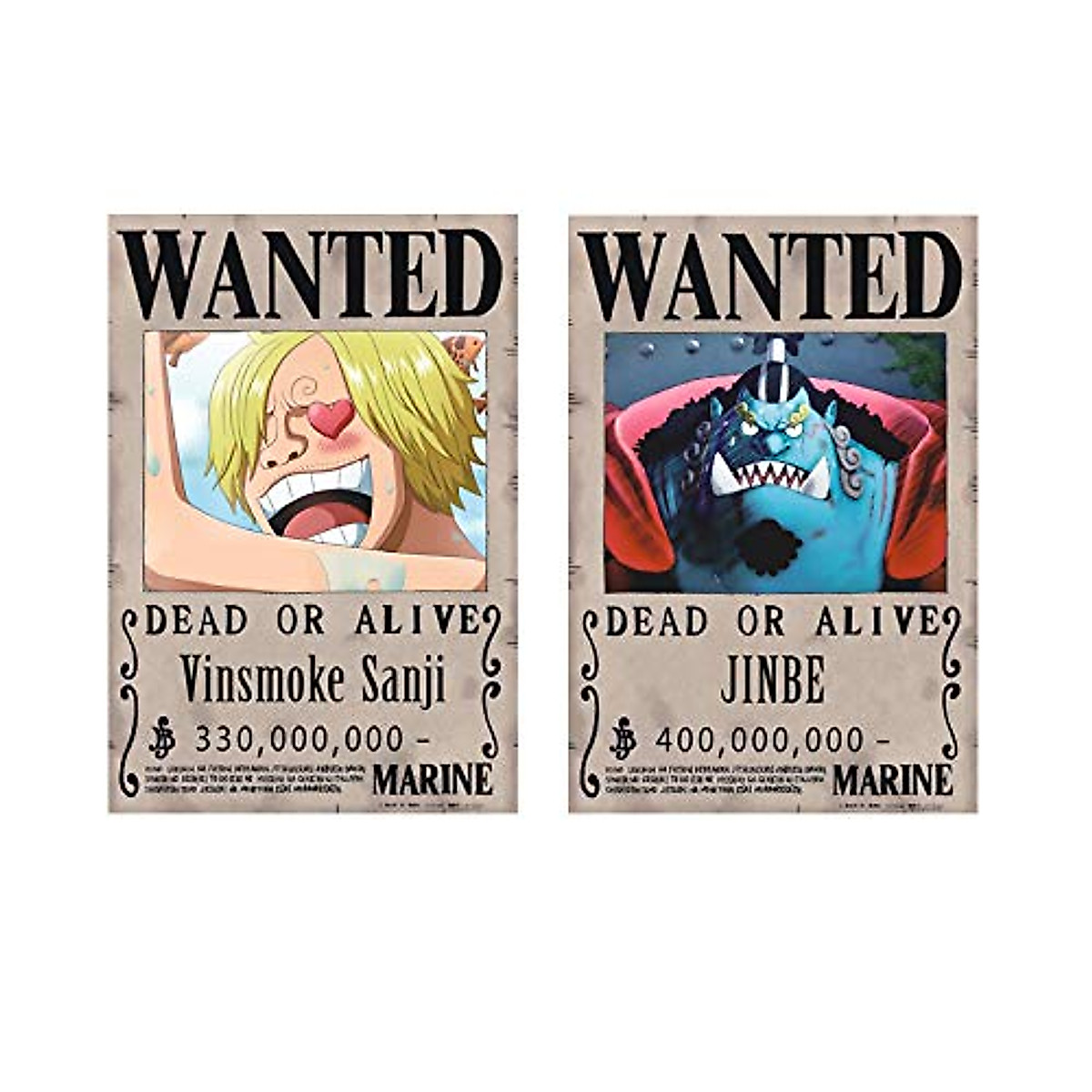 Bamboo's Store OP Wanted Posters, Anime Posters 42 cm × 29 cm, New Edition, Luffy 1.5 Billion, Zoro 320 Million, Set of 16