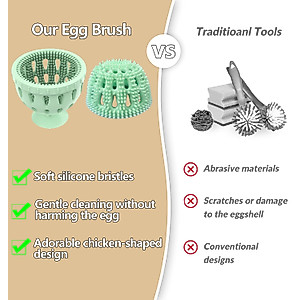 KITHELP Egg Brush Cleaner, Silicone Egg Cleaner for Fresh Eggs, Soft Egg Washer Rotary Egg Washer Reusable and Easy to Clean Egg Washing Brush for Egg Duck Egg Goose Egg (Green)
