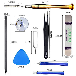 Electronics Screen Opening Pry Tool Repair Kit with Steel and Carbon Fiber Nylon Spudgers, Professional 46 in 1 Mobile Phone Screen Opening Repair Tools Set for Open Cellphone, Laptops, Tablets