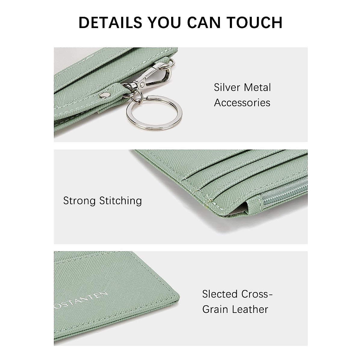 BOSTANTEN Small Wallet For Women RFID Leather Credit Card Holder Slim Wristlet Keychain Wallet With Zipper Pocket
