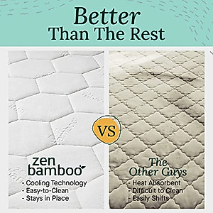 Zen Bamboo Mattress Pad Cover - Cooling Bed Topper & Waterproof Protector w/Deep Pockets, California King Size, White