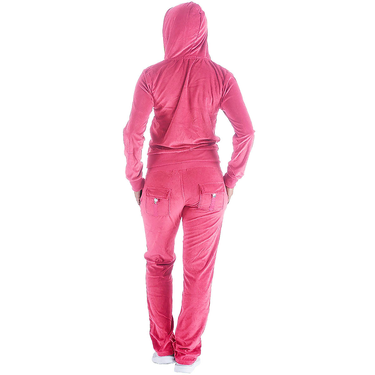 Velour Sweatsuits for Women 2 Piece Zip Up Hoodies Tracksuits Solid Comfy Lounge Wear Causal Sportwear Joggers Outfits Pink Large