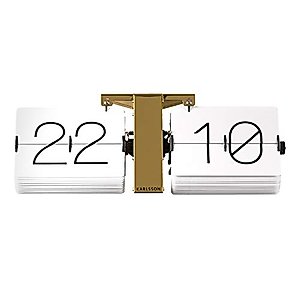 Karlsson Flip Clock No Case White, Brass Stand, Steel, 8.5 x 36 x 14 cm