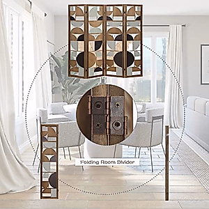 4 Panels Room Dividers 5.6Ft Privacy Screen Wood Room Dividers and Folding Privacy Screens,Wall Divider Room Separation for Home Rooms,Bedroom,Office,Outdoor