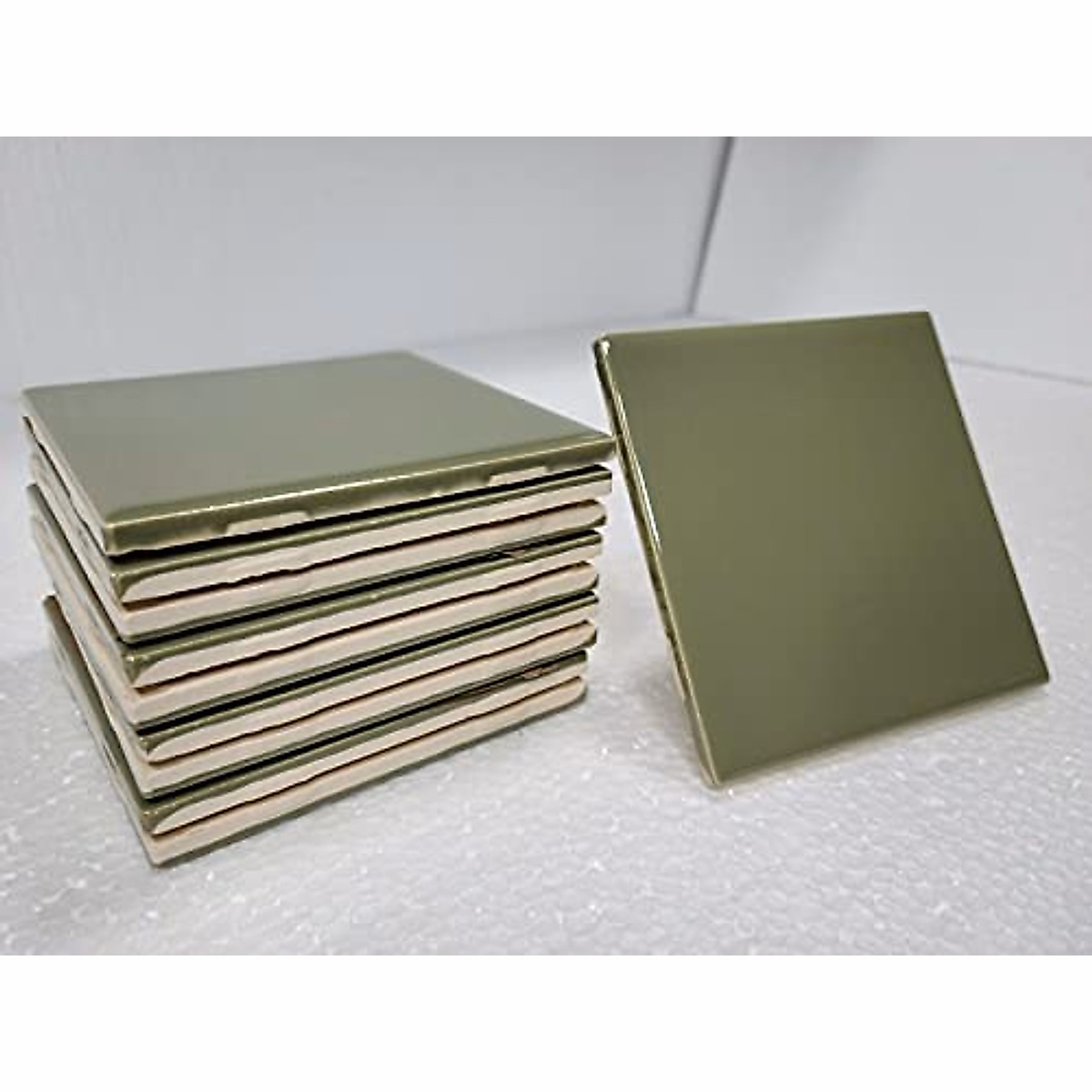 Daltile, Avocado Green Ceramic Tile 4.25 in Shower Bathroom Kitchen Backsplash Mosaic Subway Square 4x4 Boxes 10 Piece Packs