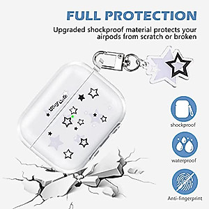 AirPod Pro 2 Case with Star Keychain, Cute Charms Star Pattern Design Clear Soft Protective Cover for AirPods Pro 2nd Generation 2022 Case