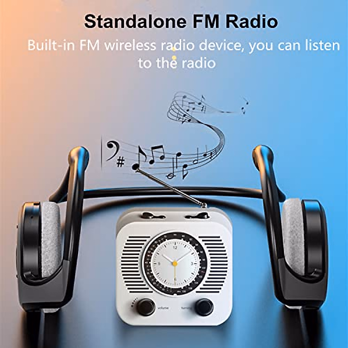 Sports Bluetooth Earbuds, Bluetooth 5.0 Over-Ear Headphones, Support TF Card and FM Radio, CVC8.0 Noise Canceling Earset 12 Hours Playtime for Running, Bicycling, Gym