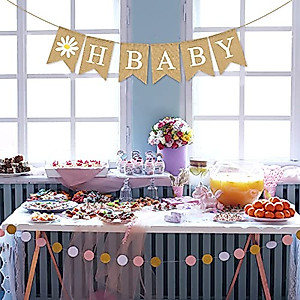 Pudodo Jute Burlap Spring Daisy Themed Baby Shower Party Nursery Kitchen Mantle Fireplace Decoration