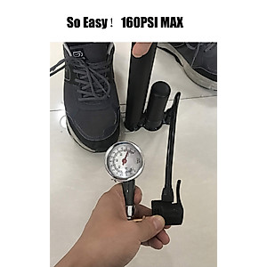 VIMILOLO Bike Pump, Air Bicycle Pump Inflator with Pressure Gauge for Presta and Schrader Valve Tire Ball Bike Portable Pumps 160PSI & 11BAR