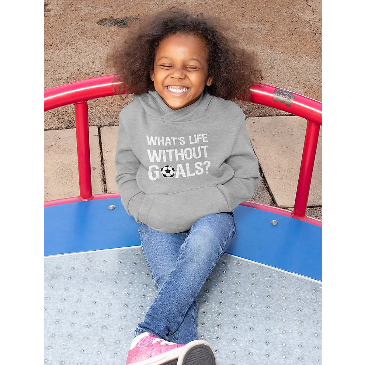 Tstars What's Life Without Goals Soccer Gifts Hoodie for Boys Girls Kids Hoodies Medium Gray