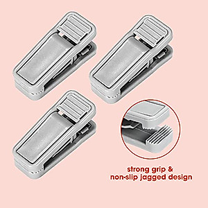 HOUSE DAY 20 Pack Plastic Finger Clips for Hangers, Grey Pants Hanger Clips, Strong Pinch Grip Clips for Use with Slim-line Clothes Hangers, Clips for Velvet Hangers