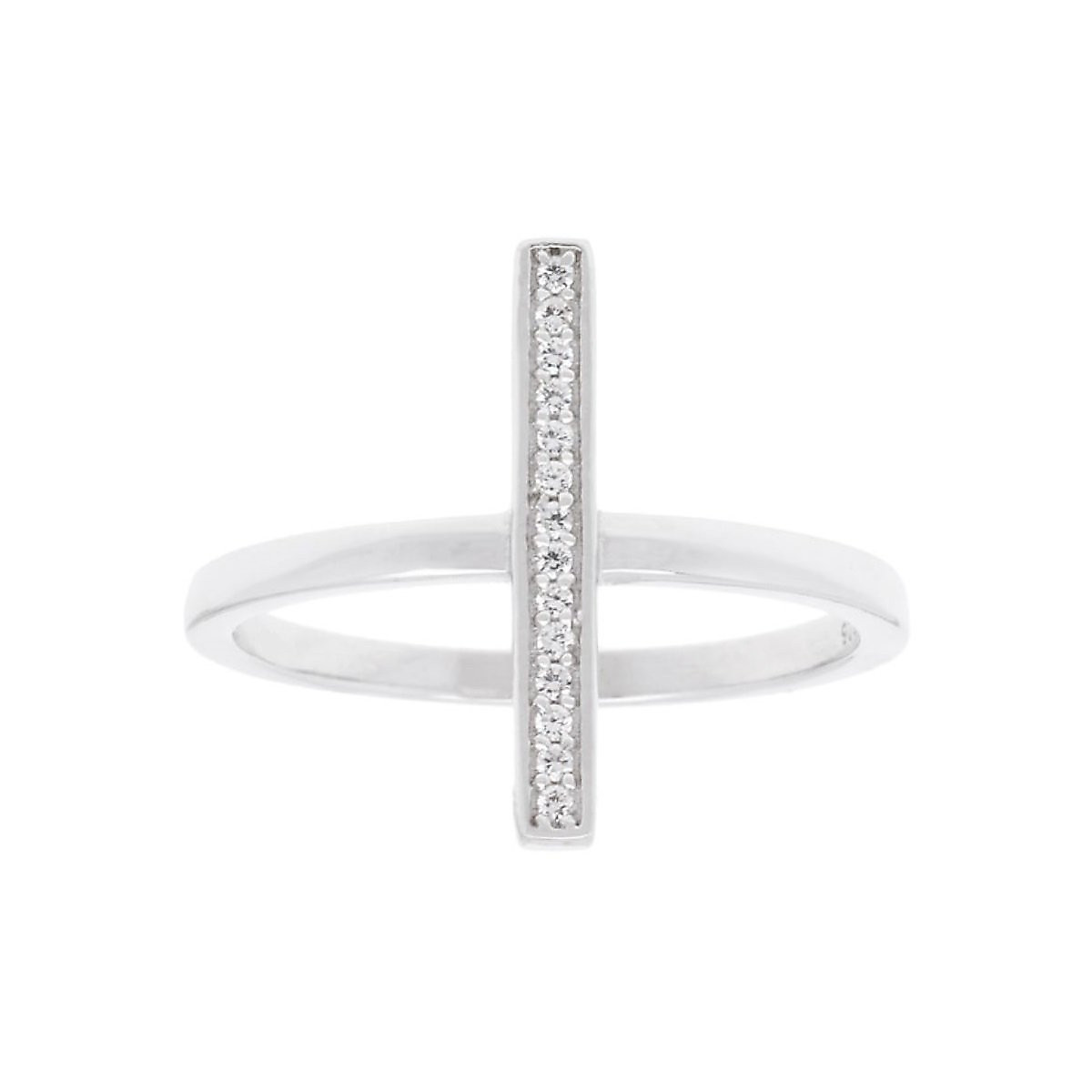 Sterling Silver CZ Vertical Bar Ring (Size 6)