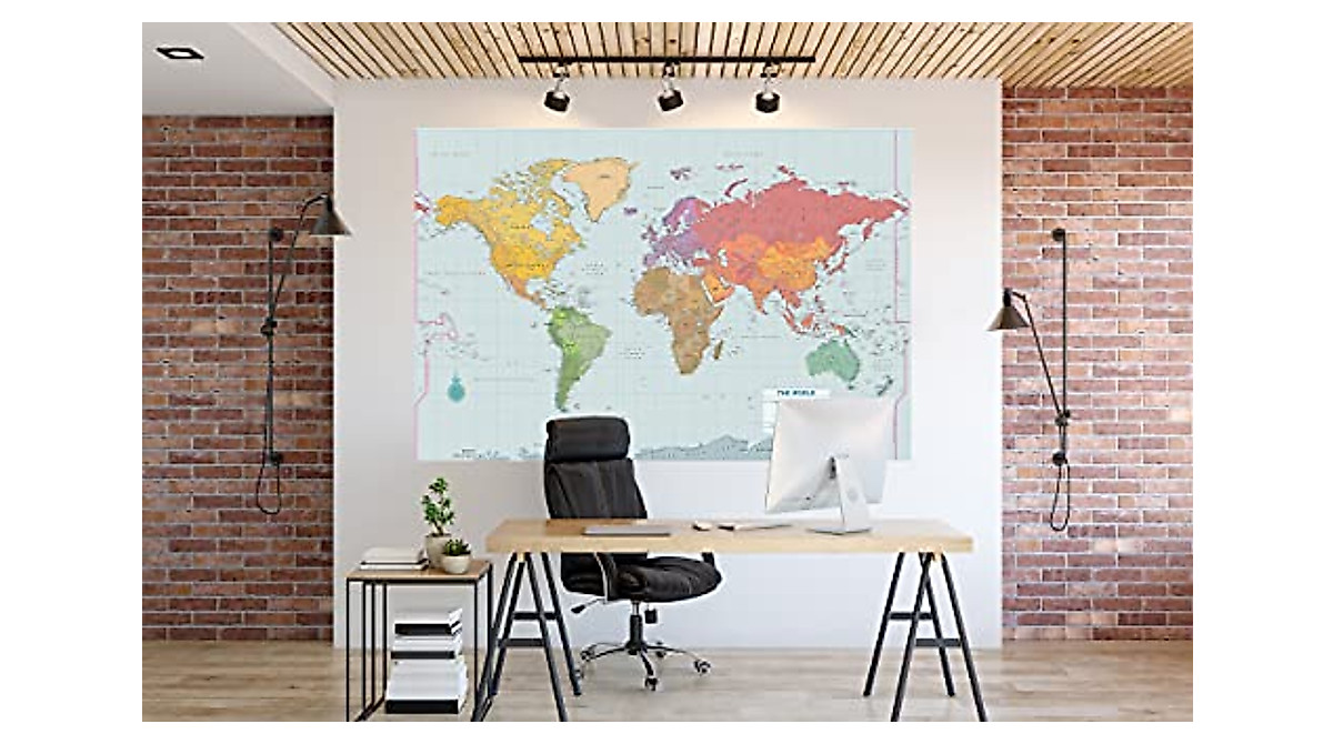 Extra-large Laminated World Wall Map - 67'' x 45''