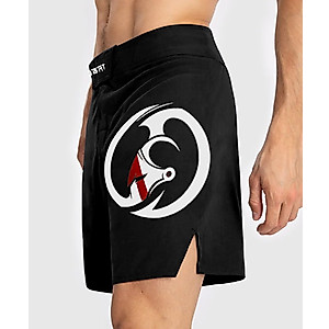 KOMBAT USA Men's MMA Shorts – Baseline Grappling & Fight Shorts | Athletic Shorts | Muay Thai BJJ Training Jiu Jitsu No Gi (as1, Alpha, x_l, Regular, Regular, Black)