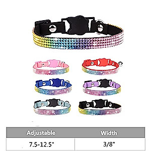 WDPAWS Cat Collar Breakaway Bling Diamond Rhinestone with Bell Adjustable for Cats and Kitten Girl boy (Pink)
