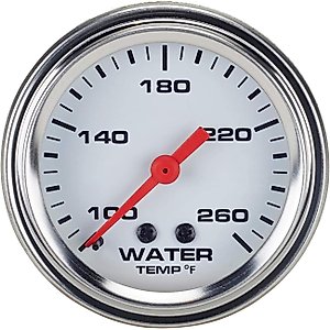 5-Gauge Set Complete Kit: 3-3/8" Mechanical Speedometer, 2-1/16" Component Gauges with White Face, Red Pointer & Chrome Bezel, Includes Tubing, Adapters, Fuel Level Sender