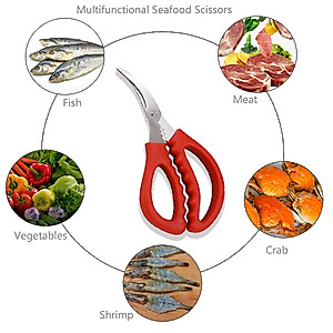 2 Pack Seafood Scissors,Seafood Fish Crab Shrimp Lobster Scissors Stainless Steel Shears for Kitchen Tools